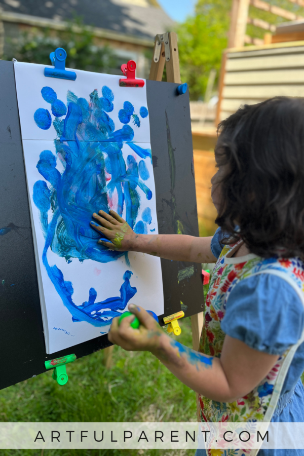 Painting with a Kids Art Easel Outdoors