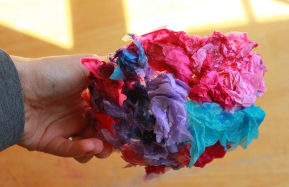 A Colored Tissue Paper Birds Nest Craft