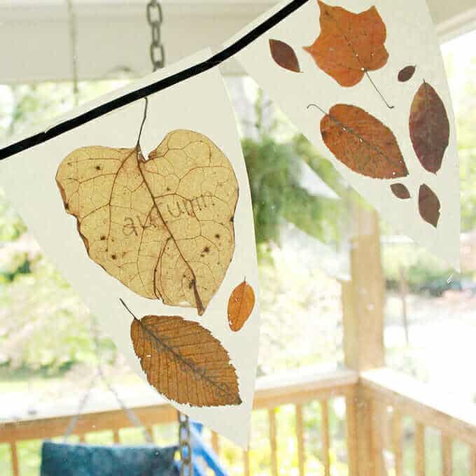 How to Make An Autumn Leaf Bunting With Leaves & Wax Paper