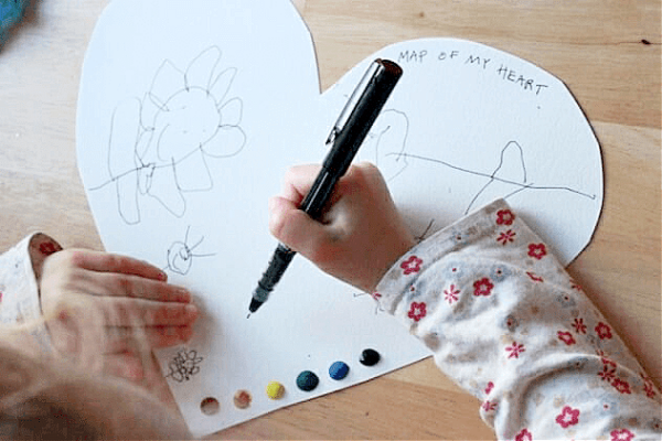 A Valentine's Day Art Activity: Painting a Map of My Heart