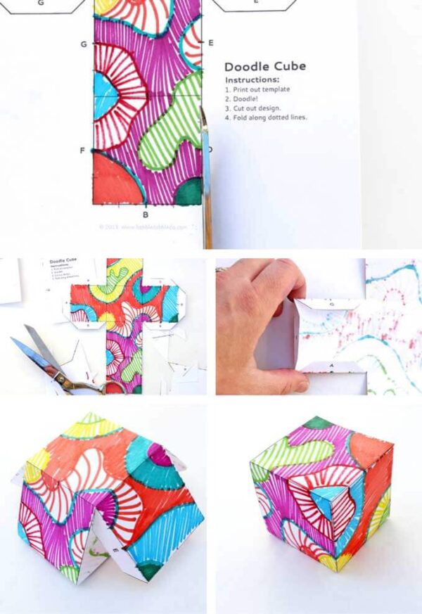 Doodle Cubes - A Fun Drawing and Sculpture Art Activity for Kids
