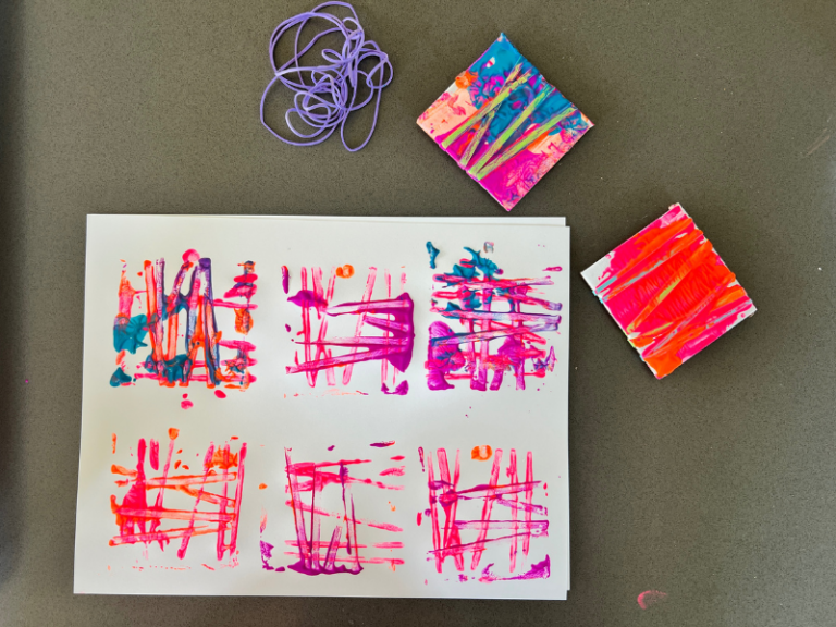Rubber Band Printing with Kids