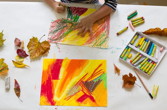 Fall Leaf Art with the Scratch Art Technique