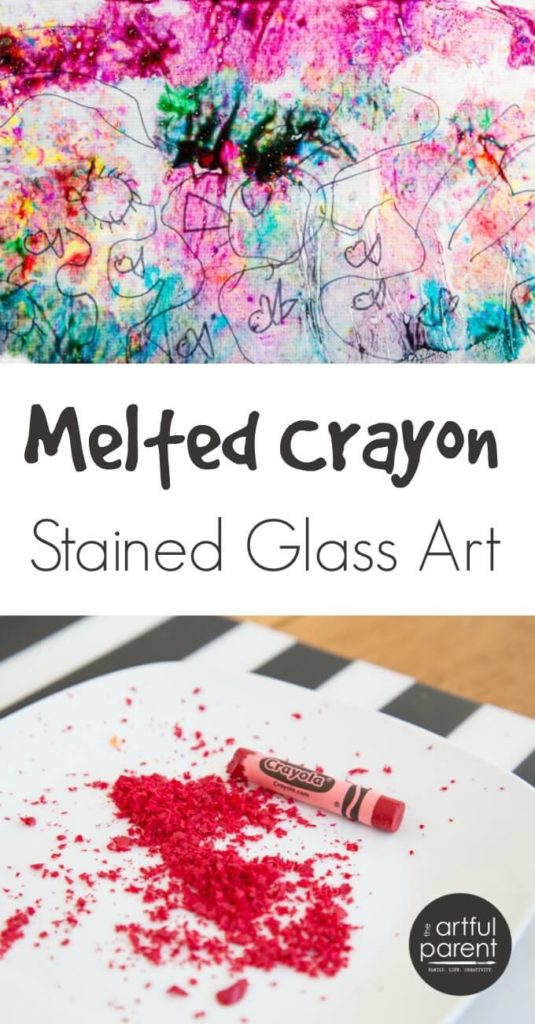Melted Crayon Stained Glass Art with Drawings