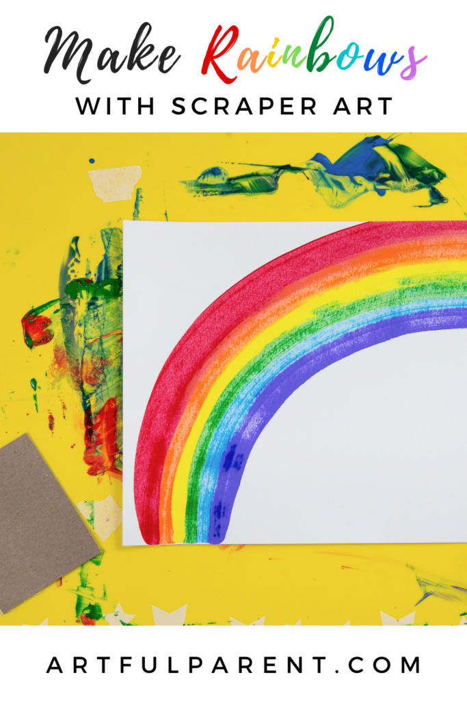 Make Rainbows with Scraper Art for Kids