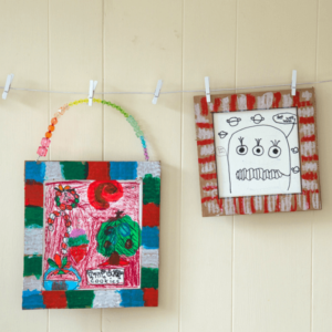 DIY Cardboard Frame with Kids Art as a Handmade Gift Idea