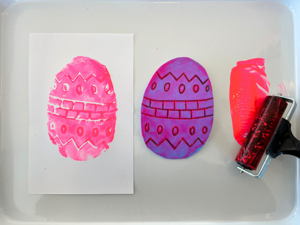 Foam Printmaking with Kids for Easter