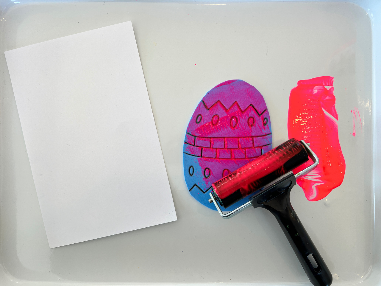 Foam Printmaking with Kids for Easter