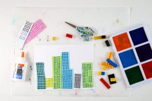 How to Make Easy LEGO Prints For Kids (with LEGOs + Stamp Pads)