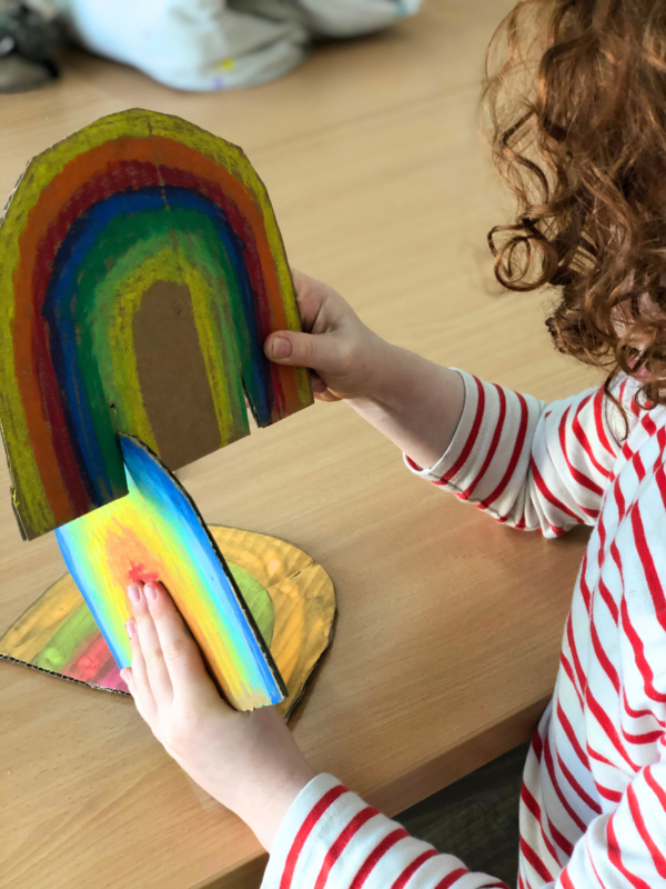 How to Make a Rainbow Cardboard Sculpture for Kids