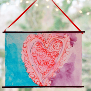 Valentines Day Art for Kids with Melted Crayon Heart Paintings