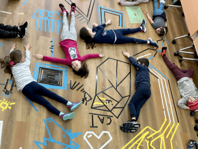 Two Ways To Create Fun Geometric Art with Tape for Kids