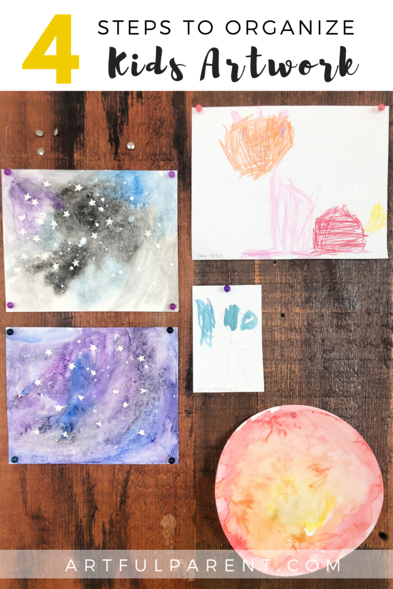 4 Steps to Organize Kids Art