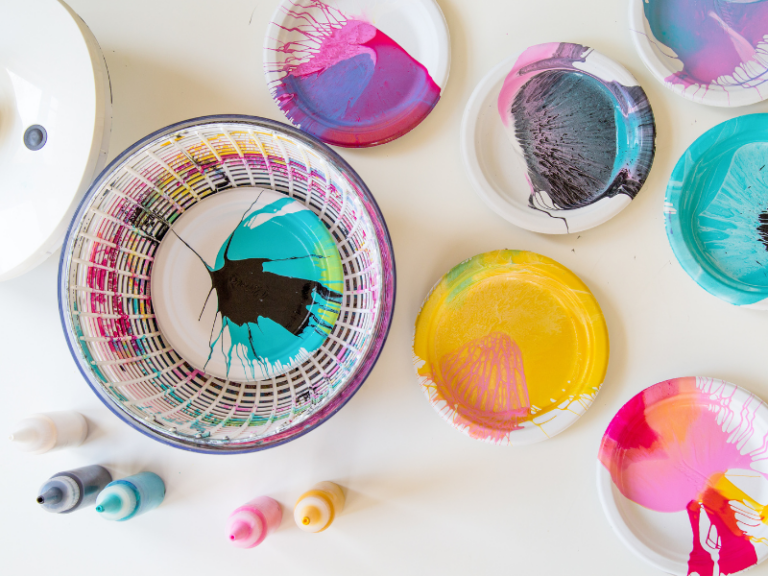 Spin Painting with Kids Two Fun Ways