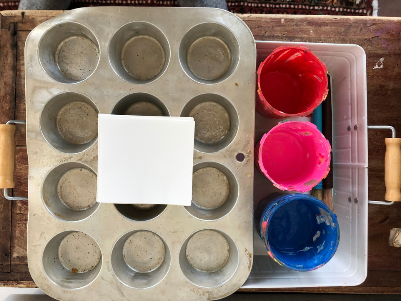 Muffin Tin Printing with Kids