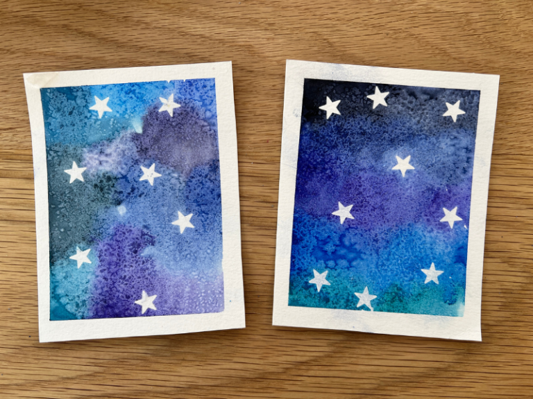 How to Make Starry Sky Cards with Sticker Resist Art