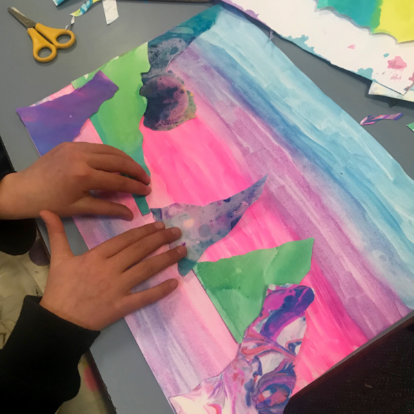 How to Make Marbled Paper Art Collages for Kids