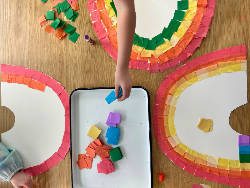 How to Make a Tissue Paper Rainbow - The Artful Parent