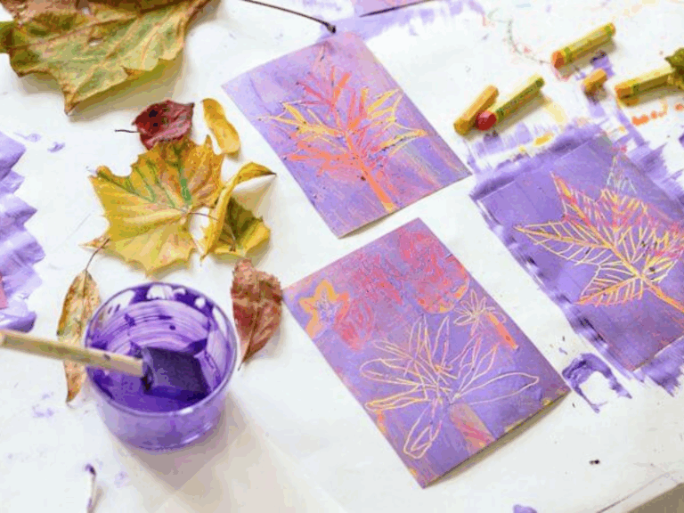 How to Make Fall Leaf Scratch Art for Kids